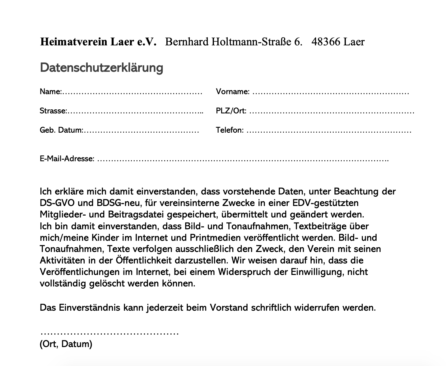 - Datenschutzerklärung für Mitglieder